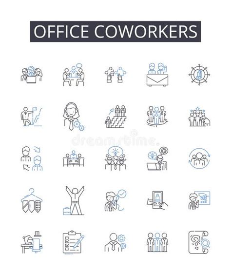 Office Coworkers Line Icons Collection Inspection Assurance Accuracy Consistency Perfection