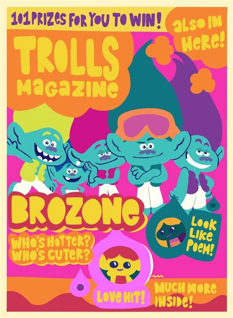 An Advertisement For Trolls Magazine Featuring Three Cartoon Characters