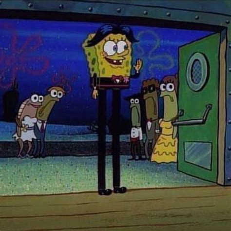Spongebob Standing In Front Of An Open Door With Other Cartoon