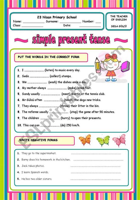 Simple Present Tense Worksheet For Grade 5 Design Talk