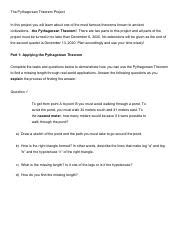 The Pythagorean Theorem Project 2 Pdf The Pythagorean Theorem Project In This Project You