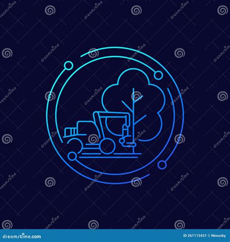 Forest Harvester Icon Timber Harvesting Machine Cartoon Vector