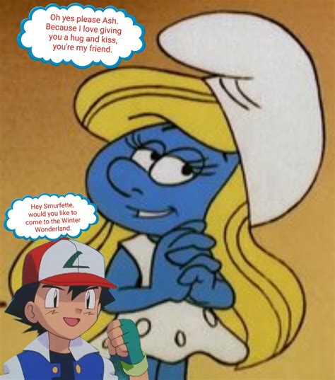 Ash Asking Smurfette By Stonekieran07 On Deviantart