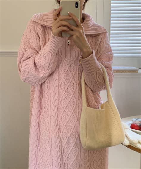 어반라인 [누적판매량 1만장 후기극찬] 도톰 집업 케이블 니트 롱원피스 3color