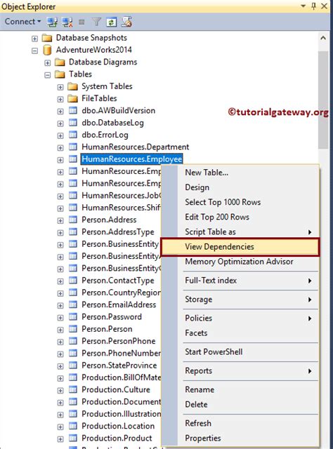 Find The Dependencies Of A Table In Sql Server