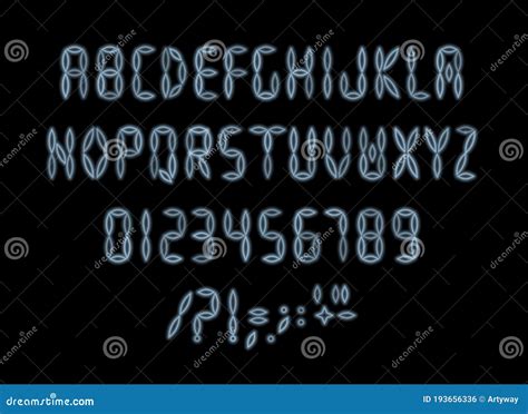 Digital Font For Led Board Scoreboard Clock Board Typeset For Electronic Display Stock Vector