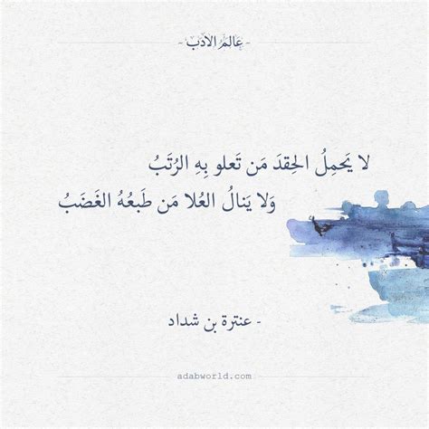 لا يحمل الحقد من تعلو به الرتب عنترة بن شداد Positive Words Quotes