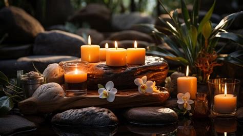 Premium Ai Image Massage Stones Candles