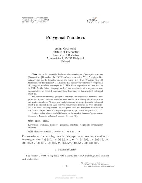 Pdf Polygonal Numbers Pdf Polygonal Numbers