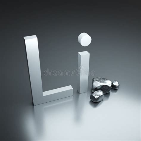 Lithium Chemical Symbol And Pieces Of Lithium Metal Stock Illustration