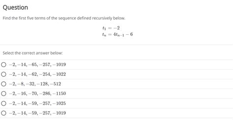 Solved Find The First Five Terms Of The Sequence Defined Chegg