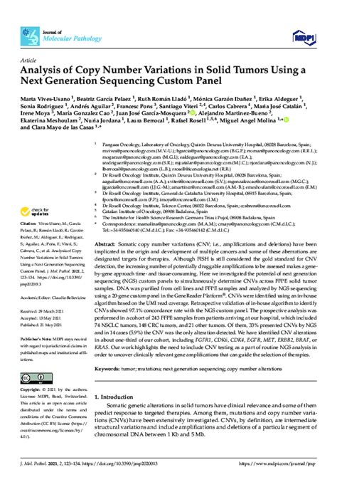 Pdf Analysis Of Copy Number Variations In Solid Tumors Using A Next