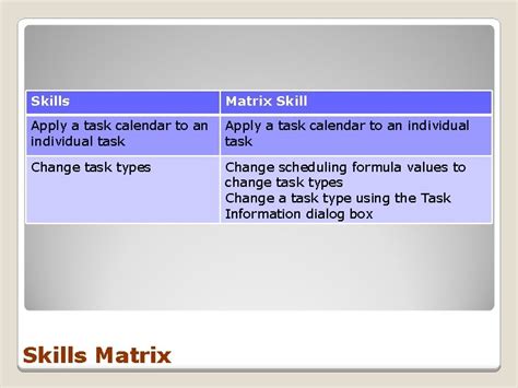 Refining Your Project Plan Lesson Skills Matrix