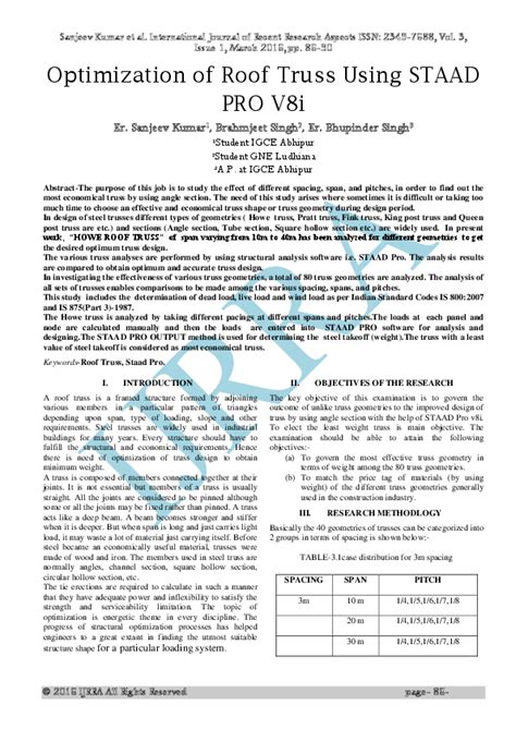 Pdf Optimization Of Roof Truss Using Staad Pro V8i