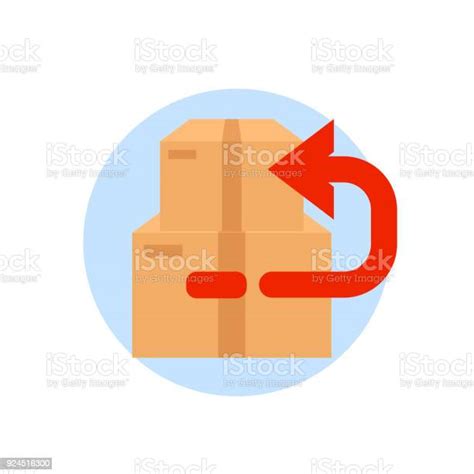 뒤로 화살표와 박스입니다 반환 구매 패키지는 흰색 바탕에 격리입니다 벡터 평면 아이콘 구매에 대한 스톡 벡터 아트 및 기타
