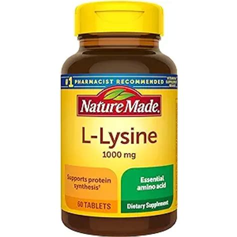 Nature Made Dietary L Lysine Supplement 1000 Mg 60 Tablets Supply