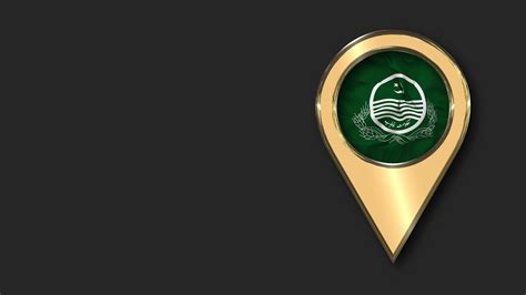 Government Of Punjab Pakistan Gold Location Icon Flag Seamless Looped Waving Space On Left