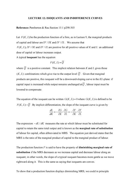 Lect12 Mathematics Notes And Assignments Lecture 12 Isoquants And