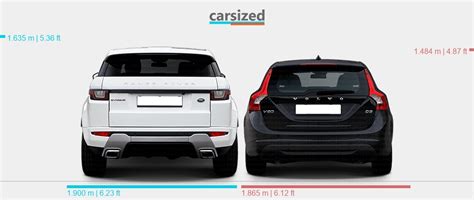 Dimensions Land Rover Range Rover Evoque 2015 2018 Vs Volvo V60 2010 2013