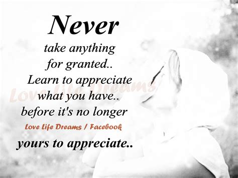Love Life Dreams Never Take Anything For Granted