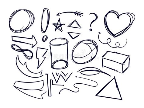 Random Hand Drawn Scribbles Set Vector Scribble Pen Drawing Doodles