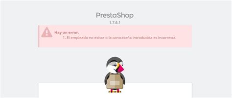 Prestashop Admin Login Error Eva Montero Digital Agency