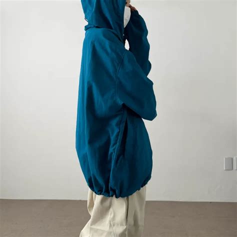 크림뮤지엄 color 하이 유니섹스 나일론 오버핏 캡 스트링 윈드브레이커 후드 바람막이 위시버킷