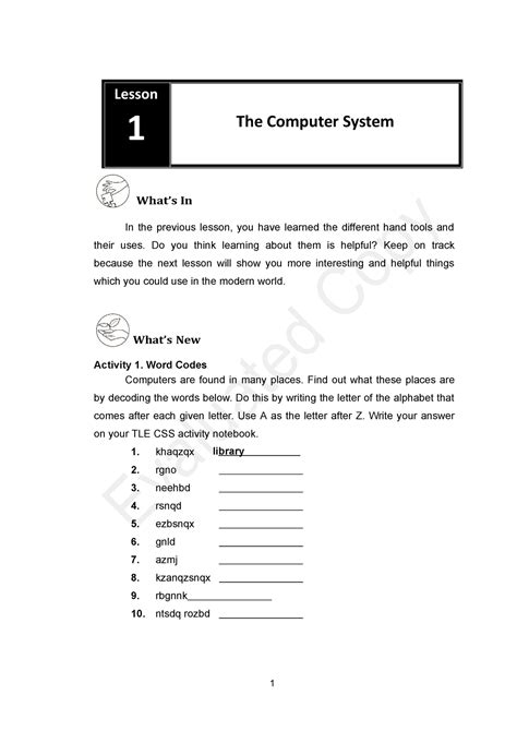 Grade 10 Ict 1 Lesson 1 The Computer System Whats In In The Previous