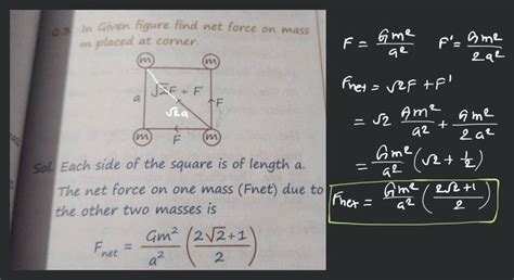 Q 3 In Given Figure Find Net Force On Mass M Placed At Corner Sol Each