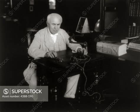 Thomas Alva Edison Using Telegraph Superstock
