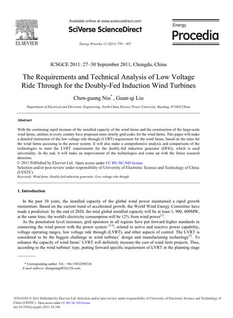 Pdf The Requirements And Technical Analysis Of Low Voltage Ride