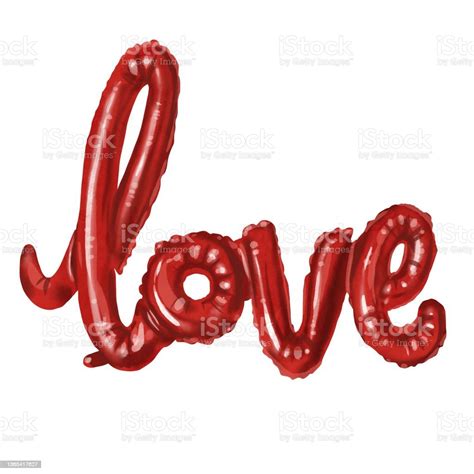 비문 사랑의 모양의 수채화 빨간 풍선 흰색 배경에서 격리 3차원 형태에 대한 스톡 벡터 아트 및 기타 이미지 3차원 형태
