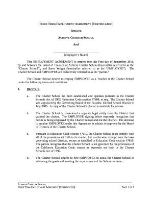 Fixed Term Employment Contract Template Doc Template PdfFiller