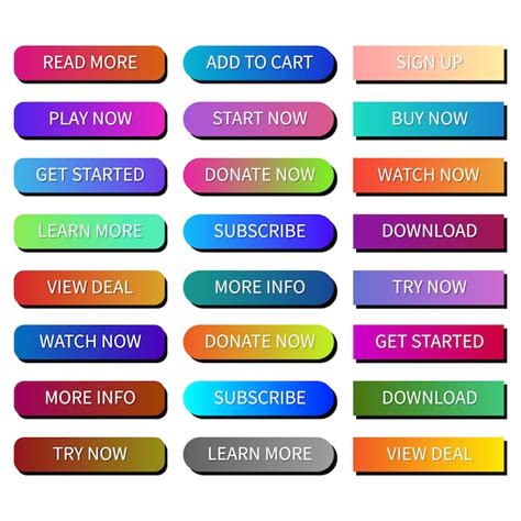 Botões Coloridos Com Gradiente Para Sites Vetor Premium