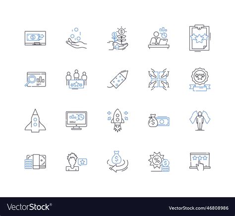 Mtary Gain Line Icons Collection Profit Income Vector Image