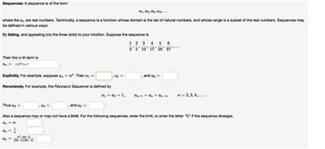 Solved Texts Sequences A Sequence Is Of The Form A1 A2 A3 A4