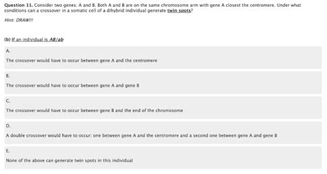 Solved Question 11 Consider Two Genes A And B Both A And Chegg