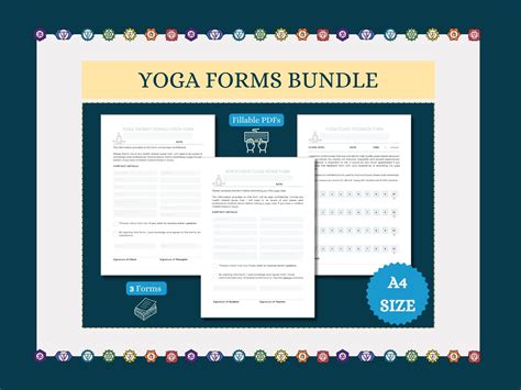 Yoga Forms Bundle A4 Size Yoga Teacher Fillable Forms Bundle Yoga