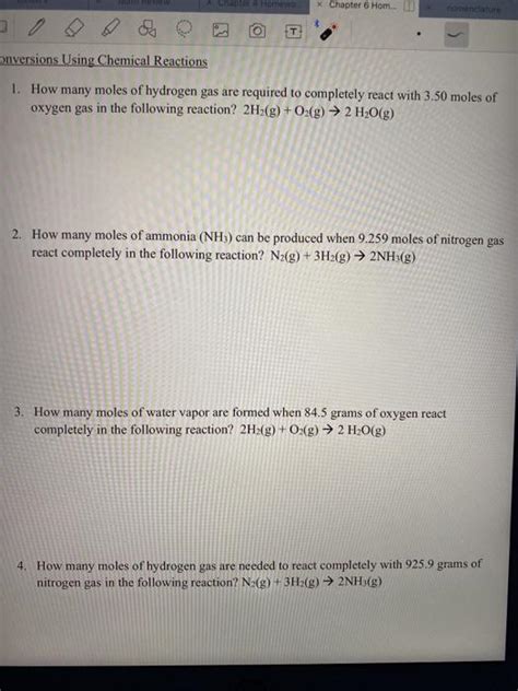 Solved How Many Moles Of Hydrogen Gas Are Required To Chegg