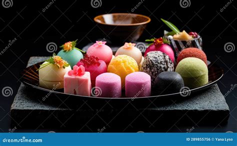 Japanese Wagashi Confections Come In A Variety Of Shapes And Colors
