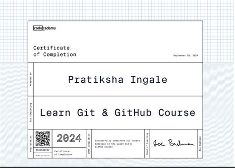 Completed Git And Github Certification Pratiksha Ingale Posted On