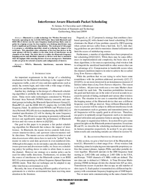 Pdf Interference Aware Bluetooth Packet Scheduling