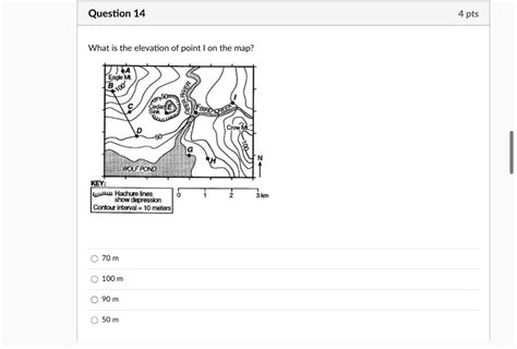 Solved Question 14what Is The Elevation Of Point I On The