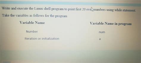 Solved Write And Execute The Linux Shell Program To Print Chegg