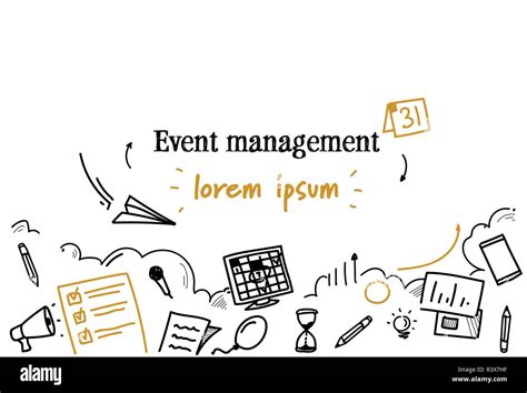 Event Management Concept Sketch Doodle Horizontal Isolated Copy Space