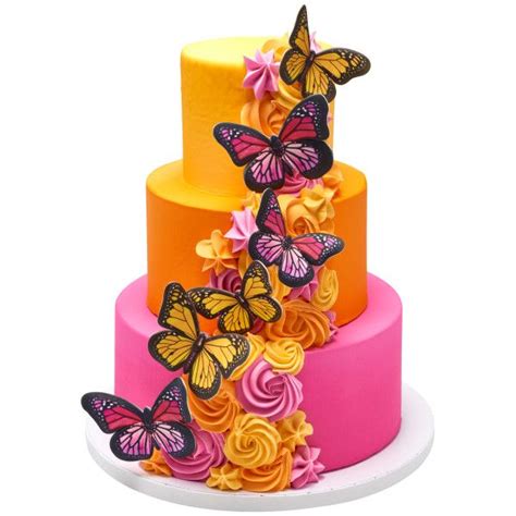 Yellow And Pink Butterflies Gum Paste Butterfly Birthday Cakes
