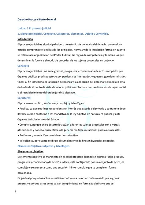 Proce Sal Parte General Resumen Ed Derecho Procesal Parte General