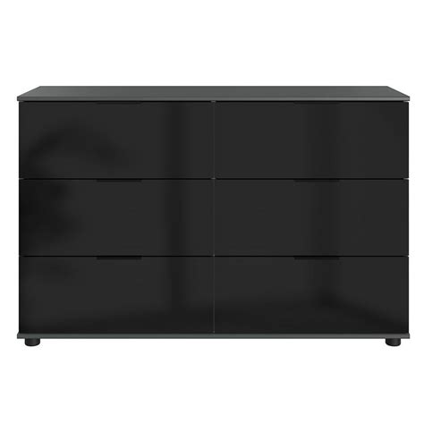 Lomadox Kommode Brixen 43 Mit Glasfront In Schwarz Mit Graphit Bht