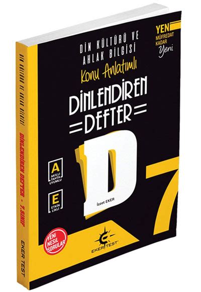 Sınıf Din Kültürü ve Ahlak Bilgisi Dinlendiren Defter Eker Test Yayınları
