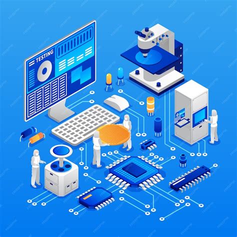 Premium Vector Semiconductor Chip Isometric 3d Composition